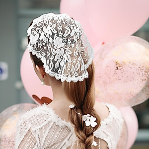 2 Pcs Lace Embroidery Head Coverings for Women Lace Church Veil Lace Chapel Cap Veils Vintage Inspired Chapel Cap Veil Head Coverings Black