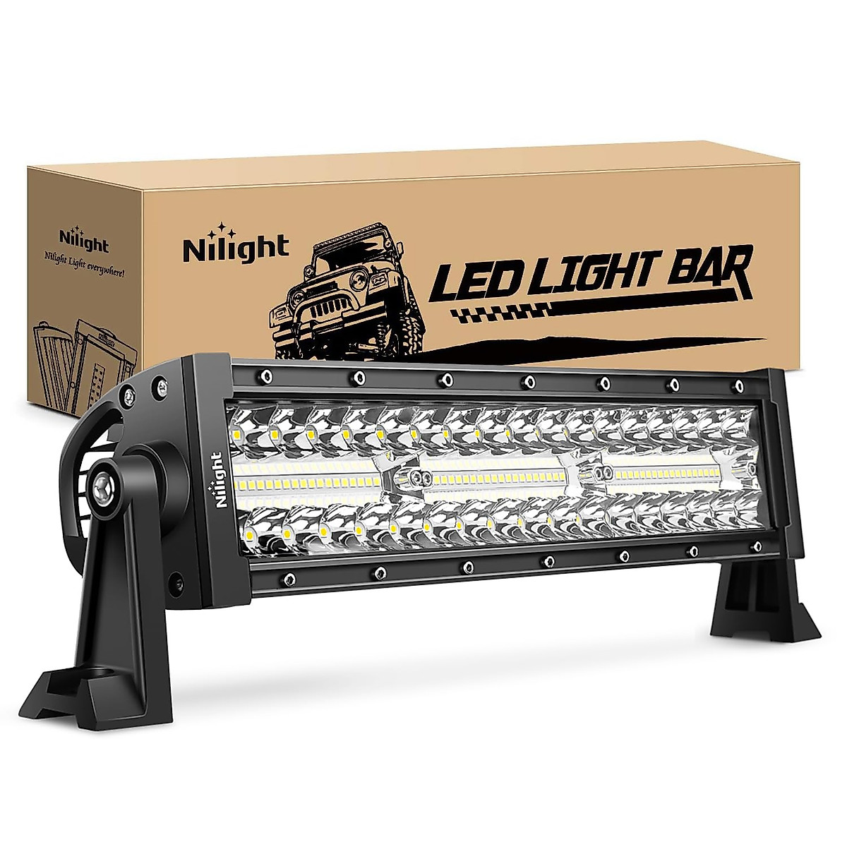 Nilight LED Light Bar 13.5 Inch Triple Row Spot Flood Combo 96LEDs Fog Driving Work Backup Bumper Lighting for Off-Road Truck SUV ATV UTV