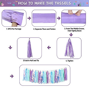 Mermaid Birthday Party Decorations Supplies Banner Tassel Garland Bubble Garland Hanging Jelly Fish Paper Lanterns Balloons Cake Topper Mermaid Happy Birthday Decorations for Kids Girls Women