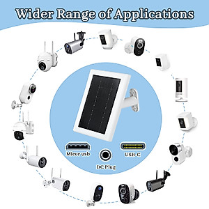 BOBUY Ring Camera Solar Panel Charger, 5V Solar Charger Compatible with Ring Spotlight Cam/Ring Stick Up Cam Battery Outdoor Wireless Ring Surveillance Camera, 16.4ft Cable (1 Pack, White)