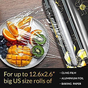 Elba Ziplock Bag Organizer Black Unique Design - 6 in 1 Bamboo Plastic Bags Drawer Organizer, Kitchen Plastic Bags Ziplock & Aluminum Foil Dispenser, Ziplock Bag Organizer Storage with Wrap Dispenser