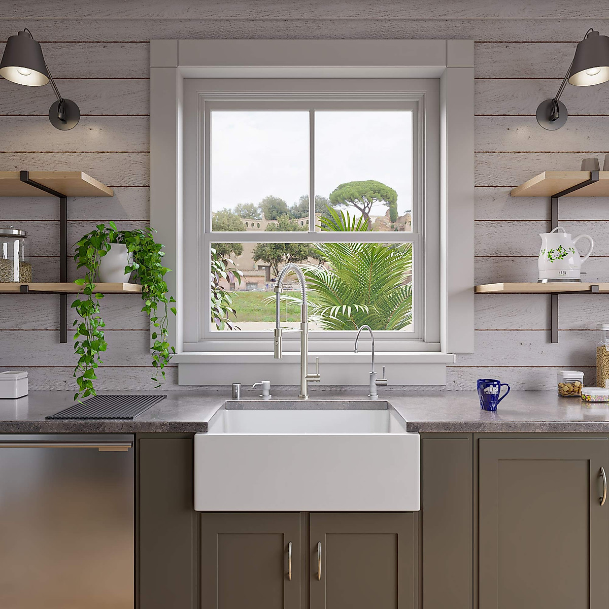 ALFI brand AB3018SB-W Smooth Solid Thick Wall Fireclay Single Bowl Farm Sink, 30", White