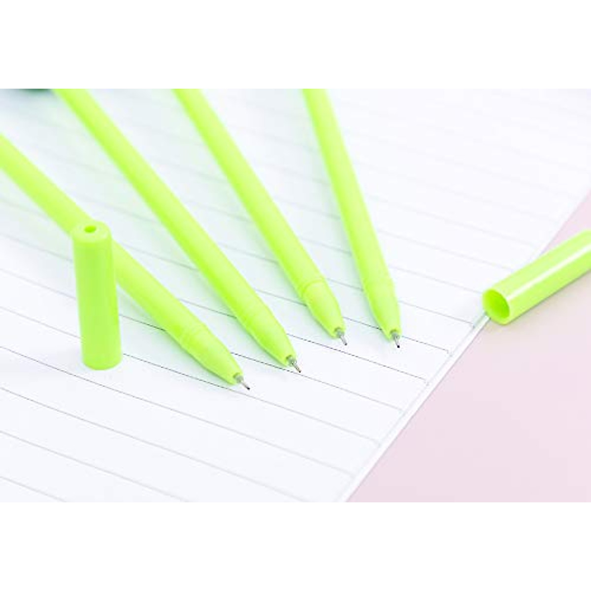 Chris.W 12Pcs Refillable Gel Ink Rollerball Pens from, Green Avocado, 0.5mm Extra Fine Point, Black Ink (Mixed)