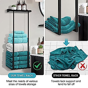 Hommtina Bathroom Towel Storage Black Towel Holder Bathroom Decor Aesthetic Towel Racks for Bathroom Bath Towel Storage for Rolled Towels Organizer