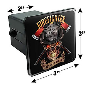 Firefighter Skull First in Last Out Fireman Tow Trailer Hitch Cover Plug Insert