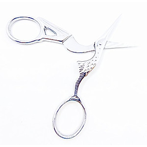 Gingher G-CST 3-1/2 inch Stork Embroidery Scissors (Chrome Handle)