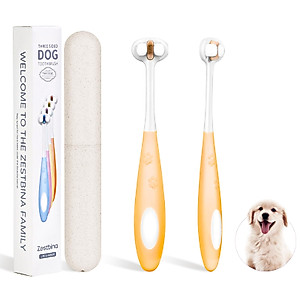 Zestbina Ultra Soft Nano Bristles Dog Toothbrush,Pet Dental Care Kit,3 Sided Design for Easy Teeth Cleaning,Suitable for All Dogs,for Your Pet's Sensitive Teeth and Gums