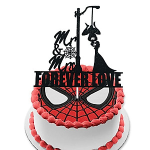 Funny Wedding Cake Topper,Bride and Groom Silhouette Wedding Cake Topper,Couple Cake Topper,Kissing Cake Topper,Super Hero Theme Wedding Cake Topper