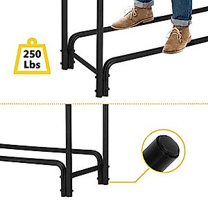 TMEE 4ft Firewood Rack Outdoor Heavy Duty Log Rack Firewood Storage Rack Holder Steel Tubular Easy Assemble Fire Wood Rack for Patio Kindling Logs Storage Steel Tubular Wood Pile Rack Tool Black (4ft)