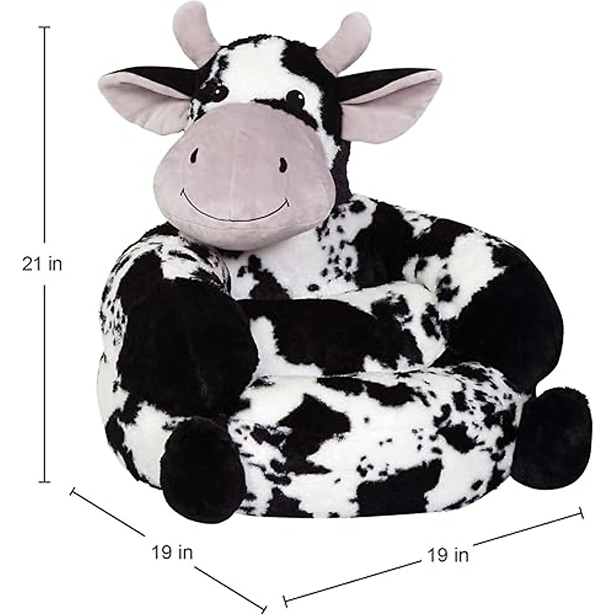 Trend Lab Cow Toddler Chair - Plush Cow Kids Chair, Comfy Pillow Chair for Toddlers 1-3 Years Old, 21x19x19 Inches - Baby Chair, Soft Toddler Lounge Chair, Ideal Kids Bean Bag Chair Alternative