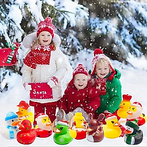42 Pcs Christmas Rubber Ducks,Baby Showers Accessories Jeep Duckies Bath Toys for Kids Christmas Party Favors,Gift Exchange,Christmas Stocking Stuffers(Christmas)