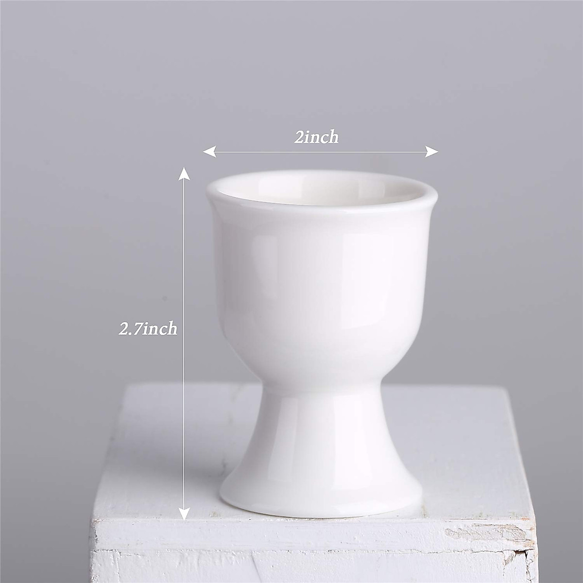 ONTUBE Porcelain Egg Cups,Ceramic Egg Stand Holders for Hard Boiled Eggs Set of 8 (White)