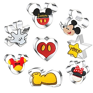 8 Pieces Mickey Mouse Cookie Cutters,Stainless Steel Cutters Mickey Minnie Mouse Shaped Biscuit Molds for Themed Birthday Baby Shower Holiday Parties
