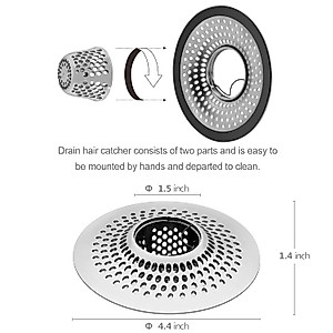 LEKEYE Drain Hair Catcher/Bathtub Shower Drain Hair Trap/Strainer Stainless Steel Drain Protector(Patented Product)