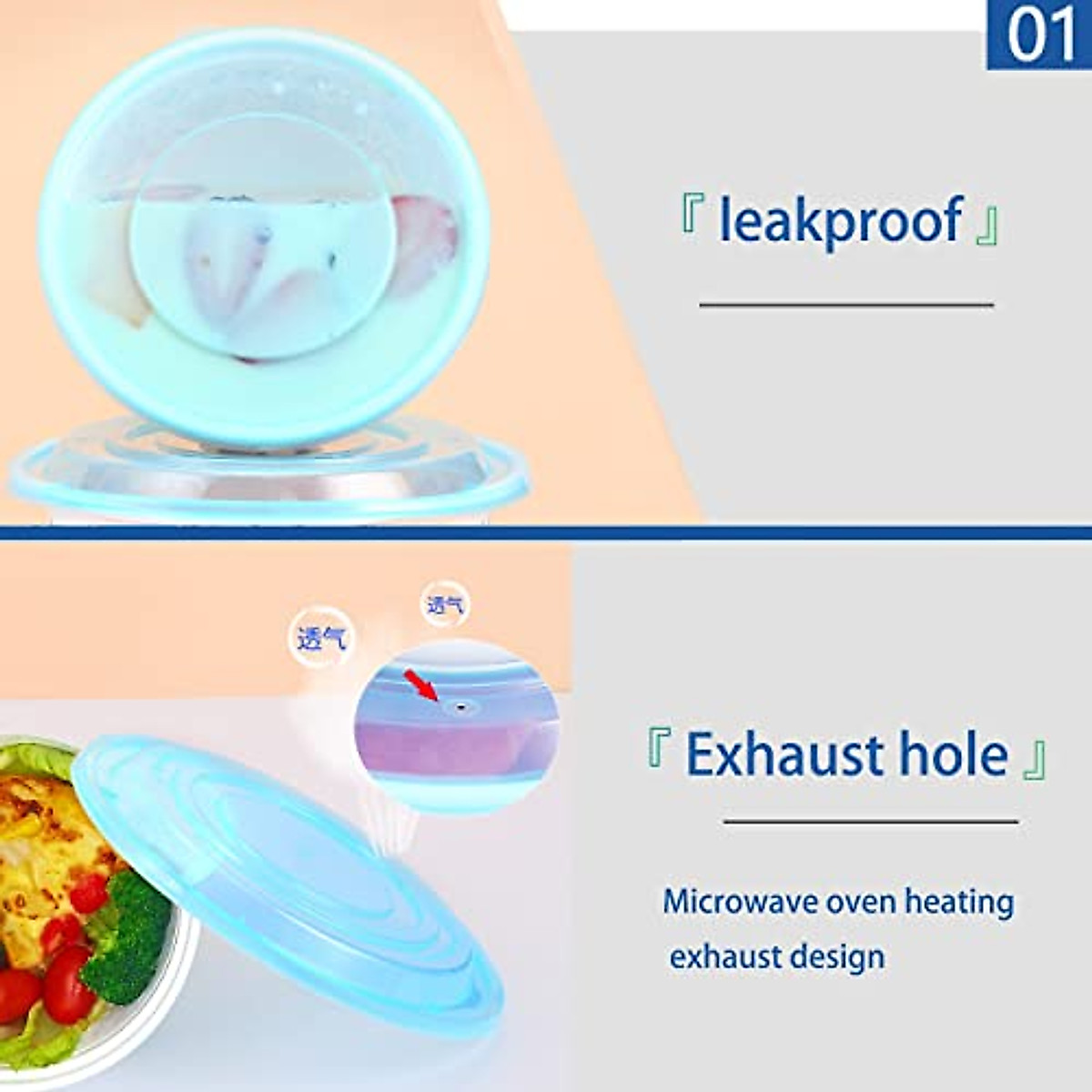 Zhongzheng (24oz) Round Meal Prep Containers,Plastic Meal Prep Bowls with Lids,Reusable Food Storage Containers,Disposable salad bento box sets,Stackable, Microwaveable, Fridge Safe.（25 Sets）