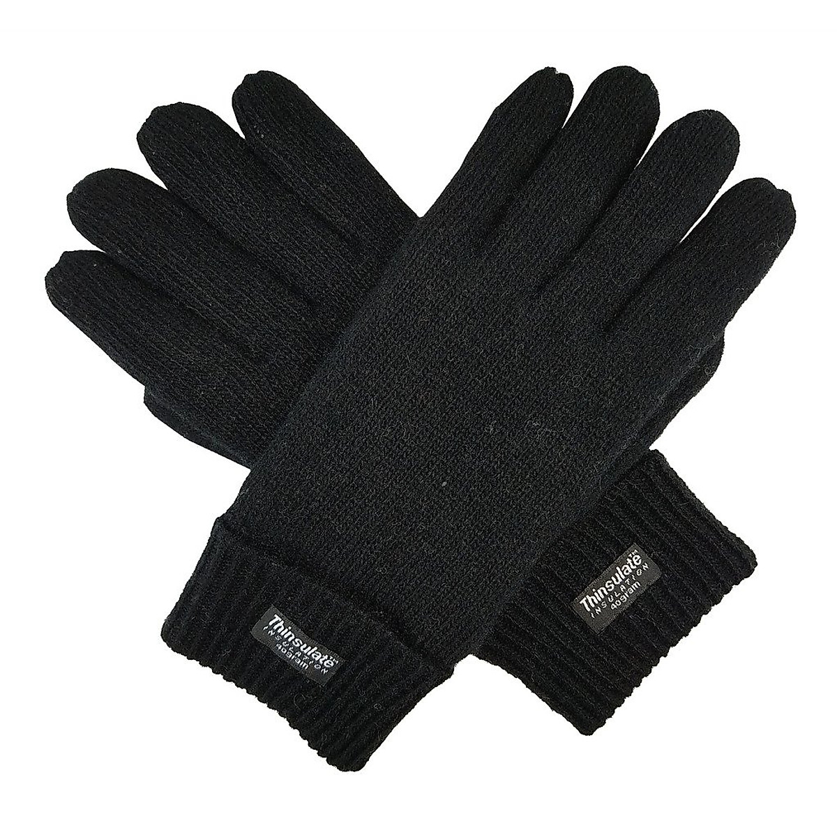 BRUCERIVER Men Pure Wool Knitted Gloves with Thinsulate Lining Size L/XL (Black)