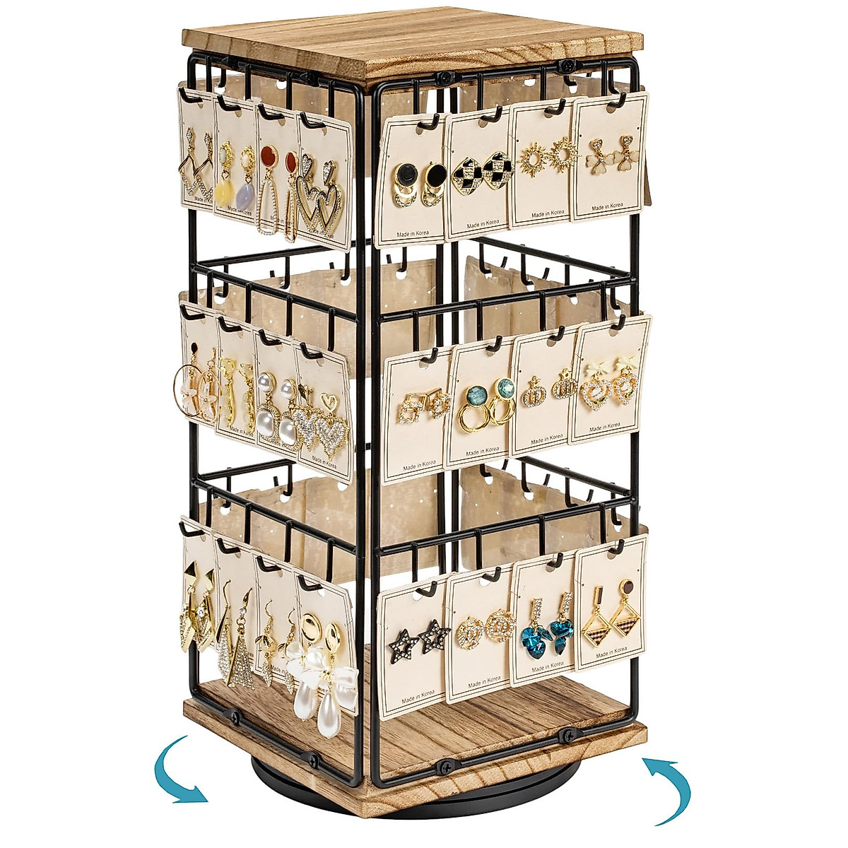Yoimori 360 Rotating Earring Display Stands for Selling, Earring Rack Display Holder Stand, Jewelry Display for Vendors Selling Earring Cards, Necklaces, Bracelets, Hair Accessories (48 Hooks)