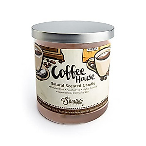 Coffee Scented Natural Soy Candle, Essential Fragrance Oils, 100% Soy, Phthalate & Paraben Free, Clean Burning, 9 Oz.