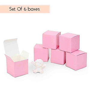WonderPack Paper Boxes for Packaging - Pink Shipping Boxes - Cardboard Gift Box 2.1х2.1x2.1 Inches 6 Pack