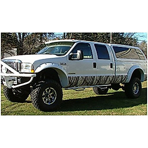 Bushwacker Cutout Pocket/Rivet Style Rear Fender Flares | 2-Piece Set, Black, Smooth Finish | 20046-02 | Fits 1999-2010 Ford F-250/F-350 Super Duty Styleside w/ 8.2' Bed (Excludes Dually)