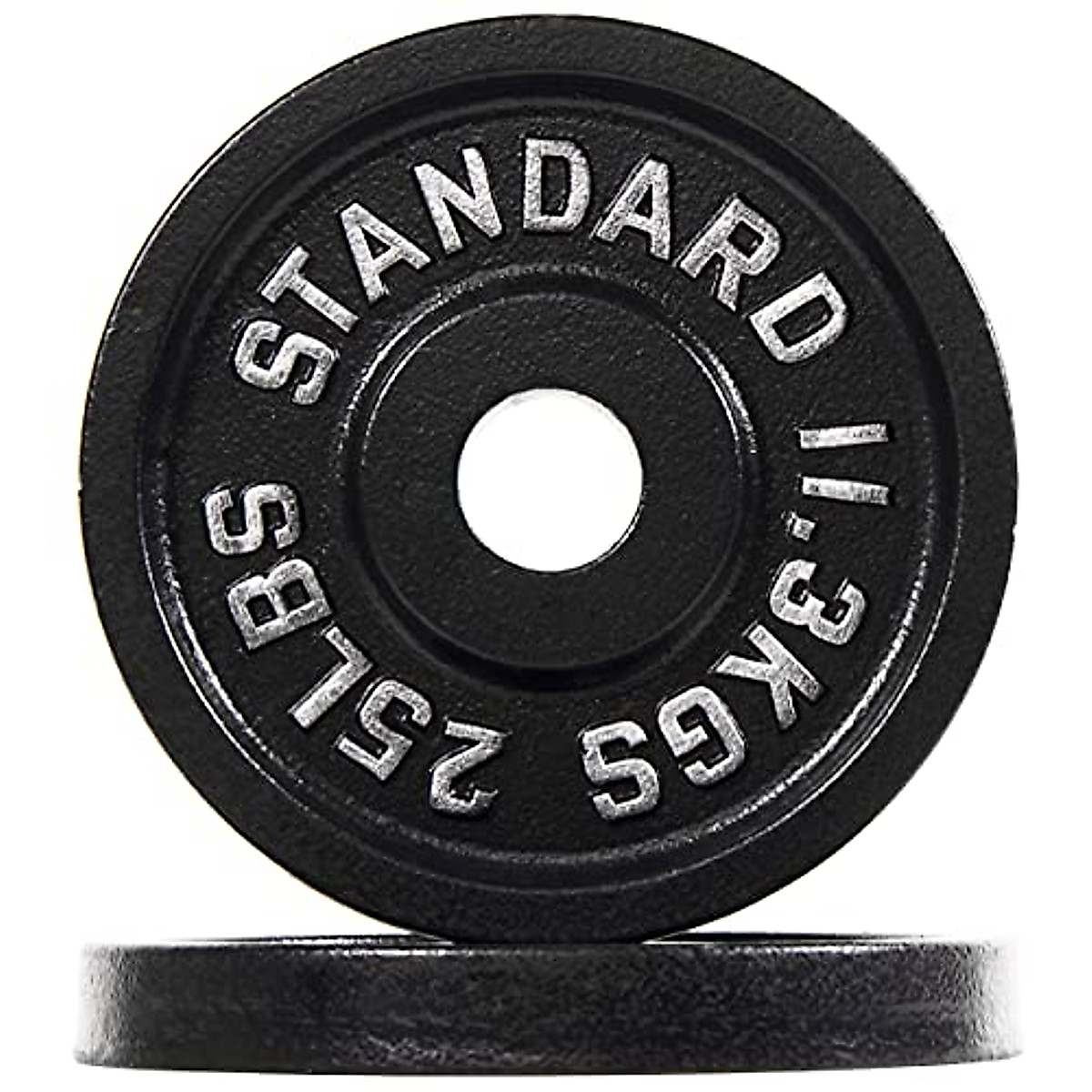 Signature Fitness Olympic 2-Inch Cast Iron Plate Weight Plate for Strength Training and Weightlifting, Vintage Style, Alloy Steel,25LB Pair