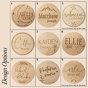 Baby Announcement Sign, Hospital Sign, Gender Reveal Baby Photo Props, Wooden Name Sign, Baby Shower Gift, Birth Stat, Laser Birth Engraved Round (Design 3)