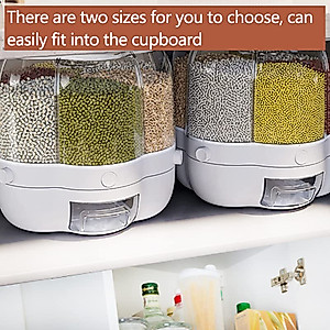 MIGHTYDUTY 6 Grid Rotating Food Dispenser Cereal Containers Storage Dispenser 360° Rotatable 15 lb Grain Storage Household Kitchen Storage Container for Rice, Beans, Grains Plum Type White