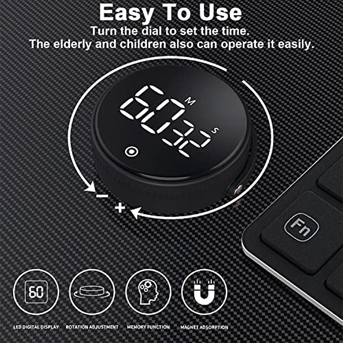 Digital Kitchen Timer for Cooking,Large LED Display Productivity Timer,Magnetic Countdown Timer Clock with 3-Level Volume Adjustable for Seniors,Kids,Teachers,Classroom,Exercise,Fitness