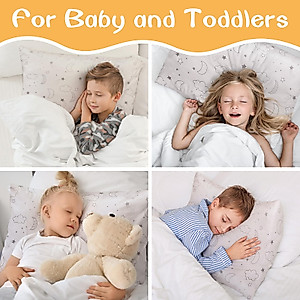 Winmany 2 Pack Toddler Pillow Cases Baby Silk Satin Pillowcases 49 x 36cm Cot Bed Envelope Pillow Cover kids Soft Travel Pillow Pair Cases for Boys Girls Machine Washable (Beige Cloud Moon)