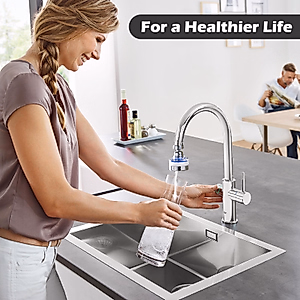 3 Pack Sink Water Filter Faucet, Universal 360 ° Rotating Kitchen Faucet Water Purifier, Bathroom Faucet Filter Removes Chlorine Fluoride Heavy Metals Hard Water for Home Kitchen & Bathroom