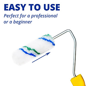 PROFOCON 61 Piece Small Paint Roller Covers Kit,4 inch Mini Paint Roller with Roller Frame,Microfiber Paint Rollers for Painting Walls Contractor