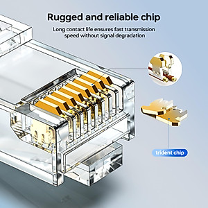 CNCOB Cat6 Connector RJ45 Connectors 100pcs UTP 8P8C RJ45 2 Pieces Load Bar Modular Plug Gold Plated Durable and Strong Connection for Cat6 Cat5e