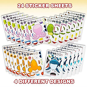 ArtCreativity Make Your Own Sea Life Sticker Assortment, Set of 24 Sheets, Unique Arts ‘n Crafts Activity Supplies Kit for Kids, Sticker Prize, Fun Birthday Party Favor, Goodie Bag Filler