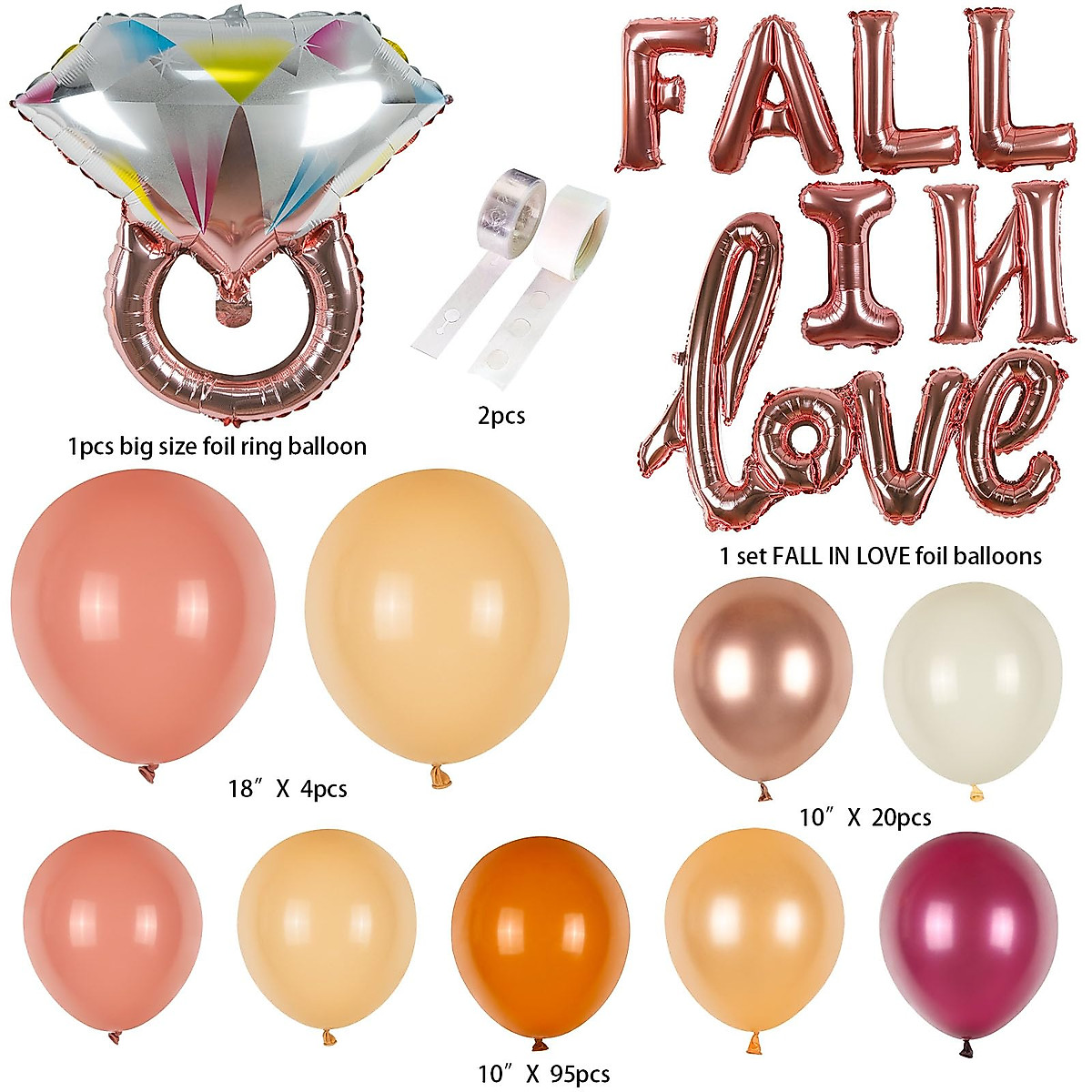 Fall Thanksgiving Balloon Garland Arch Kit, 18" 10" Burnt Orange Balloons with LOVE Ring Foil Balloons for Fall Thanksgiving Party Decorations Thanksgiving Wedding Engagement Party Supplies