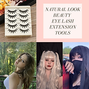 Okdeals 5 Pairs Japanese Style Makeup Eyelashes 3D Fluffy Spiky Eyelash Manga Lashes Little Devil Cosplay Anime Eyelash Natural Look Beauty Eye Lash Extension Tools