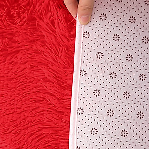 Bathroom Rugs Sets 3 Piece, Velvet Memory Foam Bath Mat - Non-Slip, Machine Washable Bath Rugs - Dries Quickly, Soft Plush Anti-Slip Rectangular Bath Rug + U-Shaped Toilet MaT. (Red)