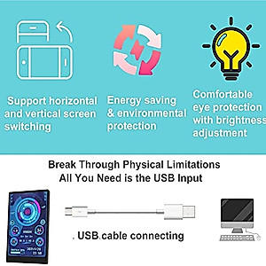 Mini Monitor Mini Display Mini Screen 3.5 Inch IPS USB Mini Screen CPU RAM HDD Data Temperature Gauge Type C Sub Screen for PC Computer Case