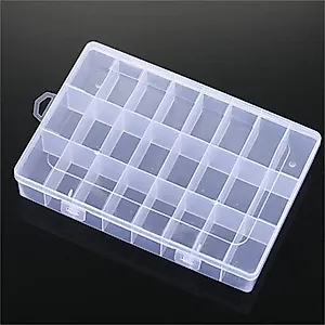 Typutomi Plastic Compartment Organizer Box, 24 Grids Jewelry Dividers Storage Container DIY Parts Storage Box for Bead, Rings, Jewelry,Screws, Handicrafts