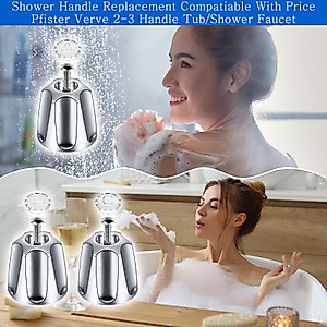 Dreyoo 3 Piece Shower Knob Replacement Compatible with Price/pfister Verve Tub Shower, Bathtub Shower Faucet Handle Remodel Trim Kit Include 1 Hot 1 Cold 1 Diverter and 3 Screws(Polished Chrome)