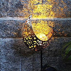 Luxiya Landscape Path Lights Solar Yard Lights Outdoor Decorative Moon Light Garden Solar Light