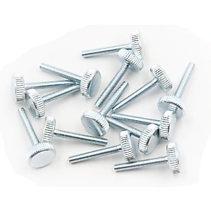LBY 30pcs Knurled Hand Screw, M3 x 20mm Flat Knurled Head Fully Threaded Thumb Screws(Single Layer Step), Carbon Steel Galvanize