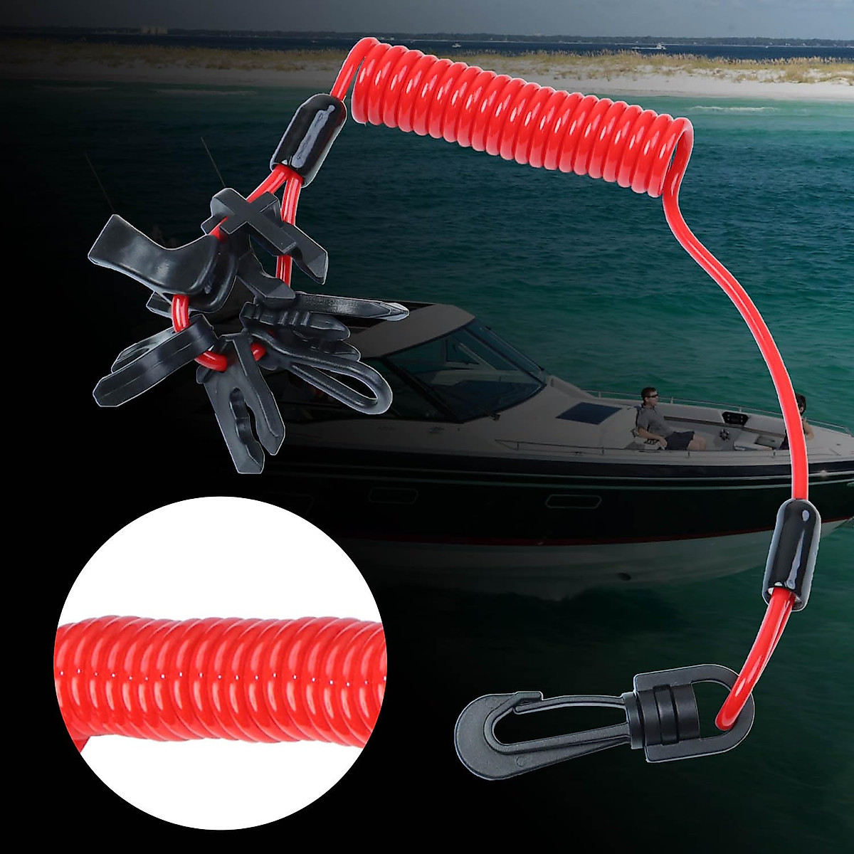 Universal Boat Kill Switch Keys Lanyard, Outboard Jet Ski Cord Tether Siut for Mercury, Yamaha, Honda, Tohatsu, Johnson, Evinrude, Suzuki