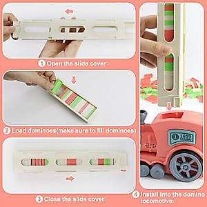 Gooswexmzl Domino Train Toy Set, 200 Pcs Domino Blocks Set, Fun and Colorful Domino Rally Train, Building and Stacking Toy Blocks Domino Set for 3-7 Year Old Boys and Girls