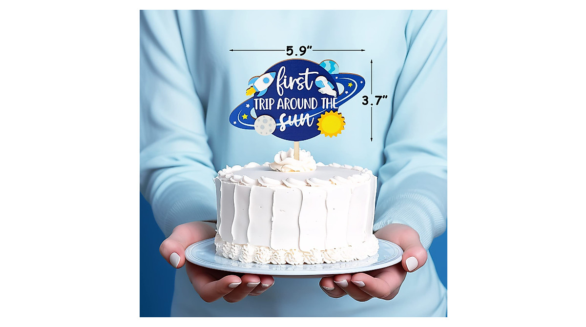 Huray Rayho Space Birthday Cake Topper for First Trip Around the Sun