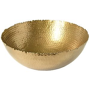 Red Co. Antique Style Tabletop Gold Textured Centerpiece Round Serving Platter Tray Catch-All Dish - 13 Inches Dia, for Dining Living Room Home Décor