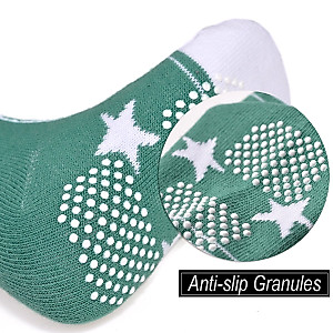 EPEIUS Unisex Baby Non-Slip Socks Like Shoes Infant Boys/Girls Anti Slip Booties for 0-6 Months (Set of 6),Black/White/Blue/Yellow/Brown/Green