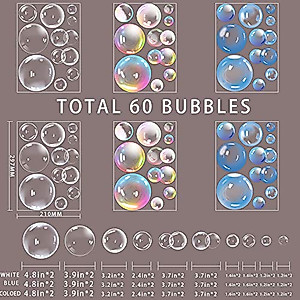 XIAOMAN Transparent Bubble Wall Decal Sticker Cutout Kid's Under The Sea Birthday Party Decor Blue White colour Bubble Ocean Background Water Soap Bath Mermaid Baby Shower (Mixed colors)