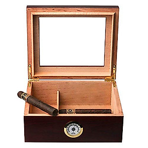 Mantello Cigars Humidor, Glass-Top Cigar Humidors, Humidor Box for 25-50 Cigars, with Hygrometer & Divider, Humidors