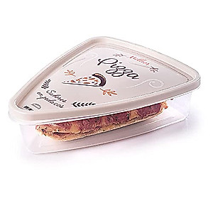 Pizza Slice Container Storage with Lids. Tray, Holder and Saver. 4 Plastic Packs to go. The Best Idea to Serve Pizza to Your Kids. (4, Fendy)