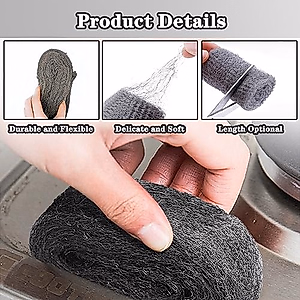 Steel Wool, Fine Steel Wool Fill Fabric Roll DIY Kit, Stainless Steel Wool Coarse Wire Wool Gap Blocker Hole Filler for Mice Control Hardware Cloth for Holes, Gaps, Vents, Siding, Pipeline (13Ft)